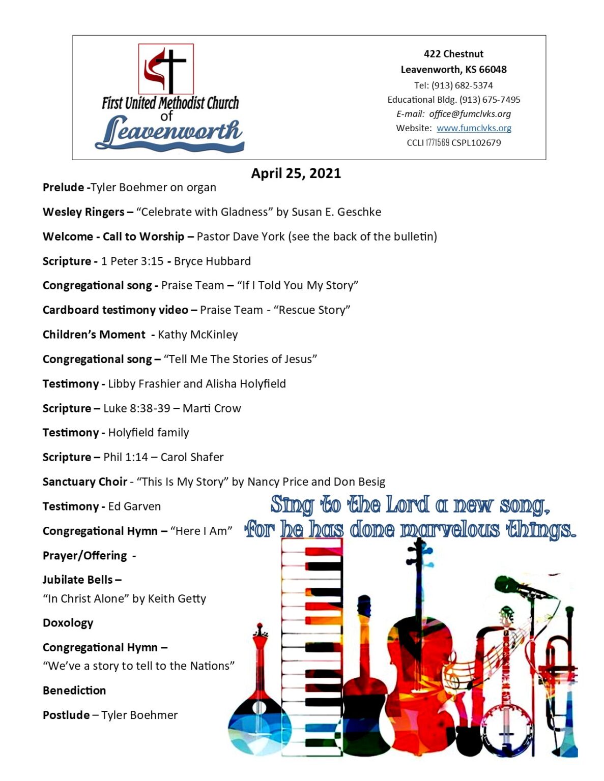 April 25, All Music Sunday | First United Methodist Church of ...